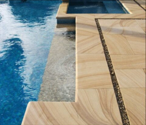 Antique Travertine Tumbled Edge Pool Coping - Pavers Melbourne